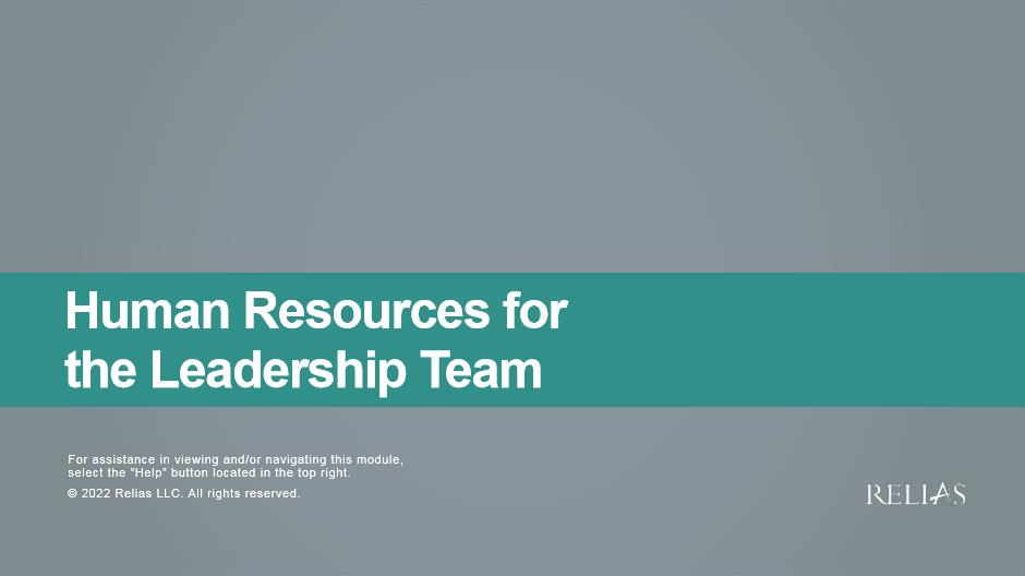 Human Resources for the Leadership Team | Relias Academy
